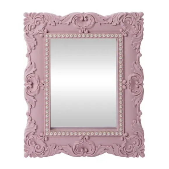 Wall Decor | Pearl Trimmed Chic Pink Design Frame Mirror | Poshmark